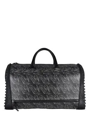 CHRISTIAN LOUBOUTIN Sneakender Monogrammed Textured Leather Travel Bag