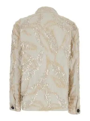 Brunello Cucinelli Cotton Blend Jacket With All-over Sequin Embellishment - Multicolor