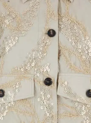 Brunello Cucinelli Cotton Blend Jacket With All-over Sequin Embellishment - Multicolor