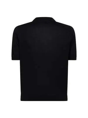 Tagliatore Black Silk Knit Polo Shirt