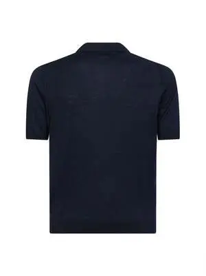 Tagliatore Blue Silk Knit Polo Shirt