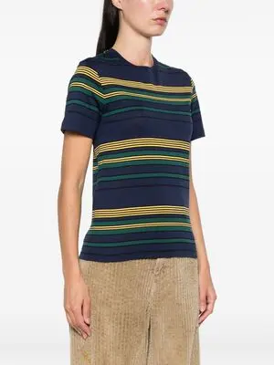 Miu Miu Striped Cotton T-shirt With Pocket