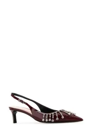 Gucci Burgundy Leather Slingback Pumps With Embellishments - Red