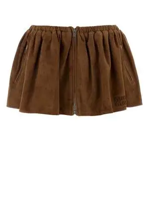 Miu Miu Suede Mini Skirt - Brown