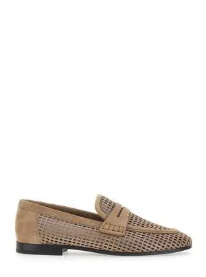 Brunello Cucinelli Leather Slip-on Loafers With Perforated Design - Multicolor