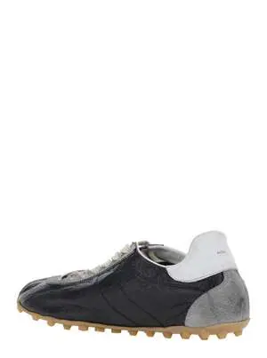 MAISON MARGIELA Black Leather Sneakers With Serrated Sole - Multicolor