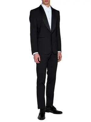 Dolce & Gabbana Black Stretch Wool Sicilia Tuxedo Blazer - Multicolor