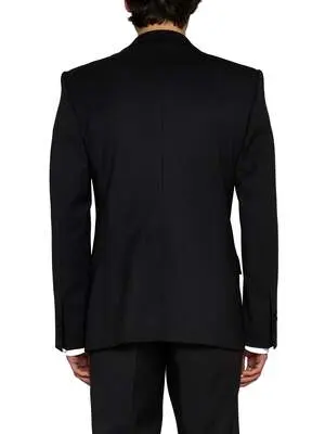 Dolce & Gabbana Black Stretch Wool Sicilia Tuxedo Blazer - Multicolor