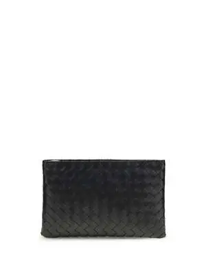 Bottega Veneta Medium Woven Leather Clutch Bag - Black