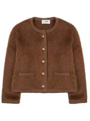 Celine Giacca Chasseur In Mohair - Brown