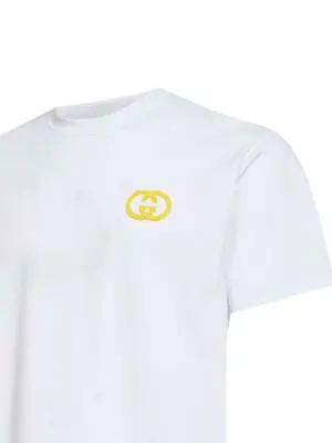 Gucci White Cotton Jersey T-shirt With Interlocking G Patch