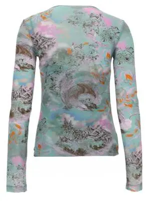Off-White Long Sleeve Printed Top