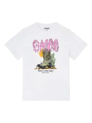 GANNI Organic Cotton Graphic Print T-shirt - Multicolor