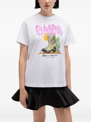GANNI Organic Cotton Graphic Print T-shirt