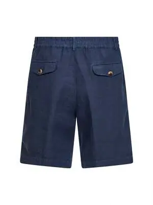 Brunello Cucinelli Denim Linen Gabardine Bermuda Shorts