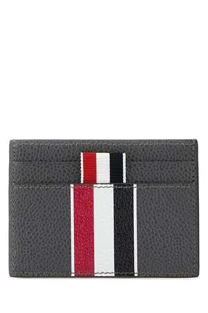 Thom Browne Grey Leather Card Holder - Gray