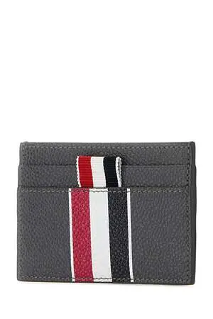 Thom Browne Grey Leather Card Holder - Gray
