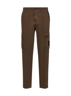 Stone Island Brown Brushed Organic Cotton Cargo Trousers - Multicolor