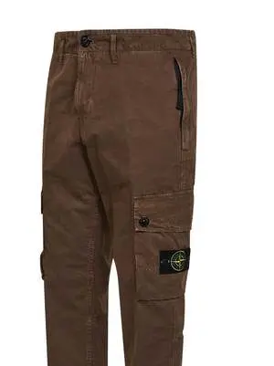 Stone Island Brown Brushed Organic Cotton Cargo Trousers - Multicolor