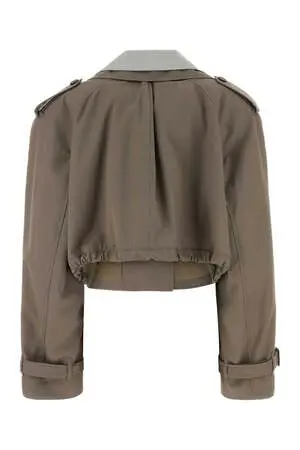 Attico Double Breasted Gabardine Trench Coat - Gray
