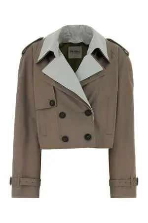 Attico Double Breasted Gabardine Trench Coat - Gray
