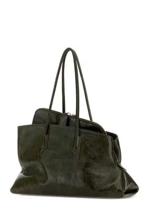 Attico La Passeggiata Medium Shoulder Bag In Olive Leather - Green