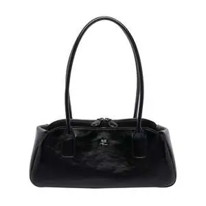 COURREGES Strip Naplack Shoulder Bag - Black