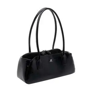 COURREGES Strip Naplack Shoulder Bag - Black