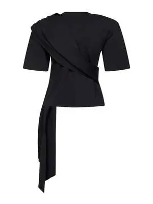 Giuseppe Di Morabito Black Stretch Jersey T-shirt With Crystal Feather Detail - Multicolor