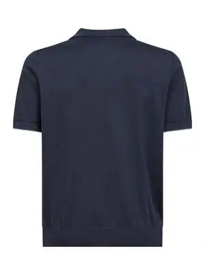 Brunello Cucinelli Midnight Blue Cotton Knit Polo Shirt