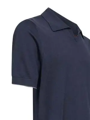 Brunello Cucinelli Midnight Blue Cotton Knit Polo Shirt