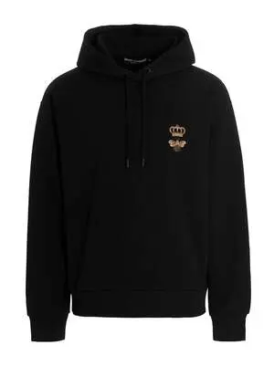 Dolce & Gabbana Embroidered Cotton Hoodie - Black