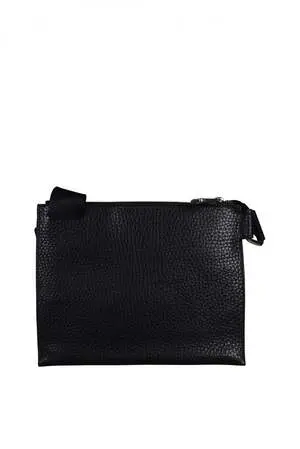 Fendi Grained Calf Leather Clutch With Logo Print