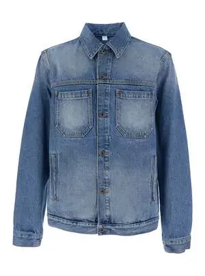 Off-White Blue Denim Jacket With Maxi Logo - Multicolor