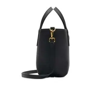 Burberry Calf Leather Check Reverse Tote Bag With Detachable Strap