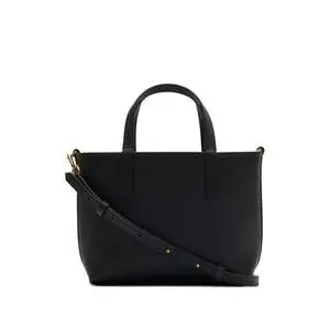 Burberry Calf Leather Check Reverse Tote Bag With Detachable Strap