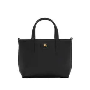 Burberry Calf Leather Check Reverse Tote Bag With Detachable Strap