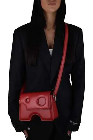 Off-White Calf Leather Cut Out Shoulder Bag - Red