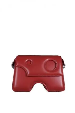 Off-White Calf Leather Cut Out Shoulder Bag - Red
