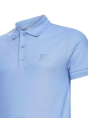 Burberry Light Blue Cotton Piqué Polo Shirt With Embroidery - Multicolor