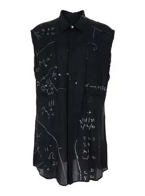 Rick Owens Shirt With Classic Collar And All-over Print In Black Viscose Blend For - Multicolor