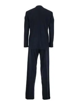 Giorgio Armani Blue Double-breasted Suit With Peak Revers And Two Pockets On The Front In Wool - Multicolor