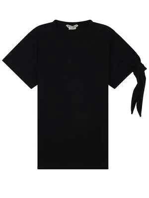 JW Anderson Cotton T-shirt With Tie Detail - Black