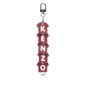 Kenzo Leather T-shirt Pendant Keychain With Silver-tone Chain - Red