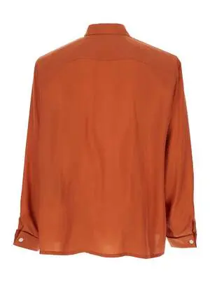 Saint Laurent Orange Silk Classic Collar Shirt For