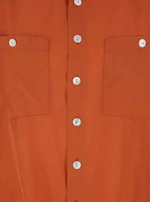 Saint Laurent Orange Silk Classic Collar Shirt For