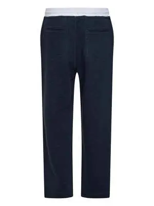 Brunello Cucinelli Navy Blue Cotton And Linen Jogger Trousers - Multicolor