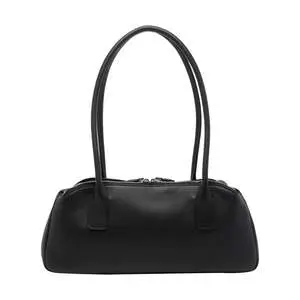 COURREGES Strip Naplack Shoulder Bag - Black