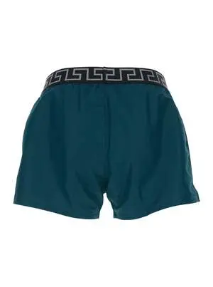 Versace Tech Fabric Swim Shorts With Greca Motif - Green