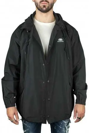 Balenciaga Logo Detail Hooded Anorak Jacket